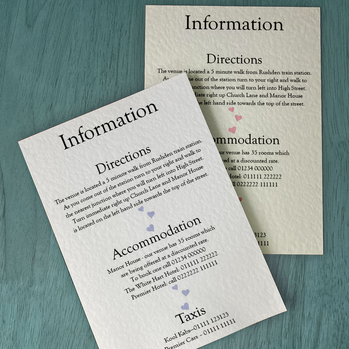 ELLA Information Cards – Occasions by Rebecca Ltd