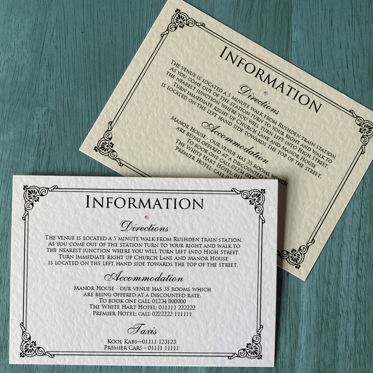 EMMA Information Card – Occasions by Rebecca Ltd