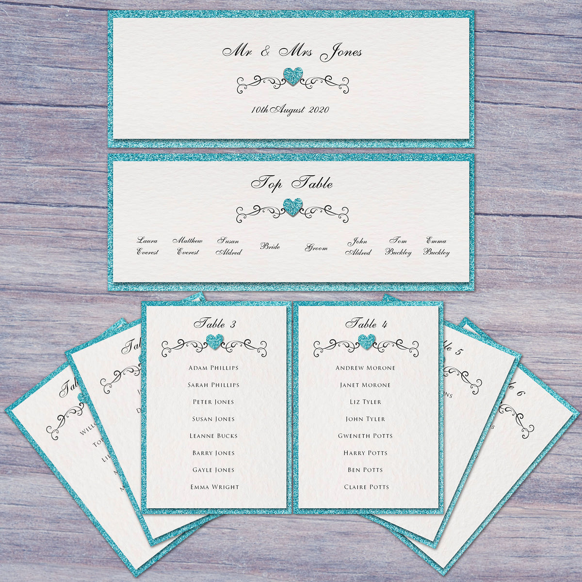 JENNIFER DIY Table Plan Cards - Glitter – Occasions by Rebecca Ltd